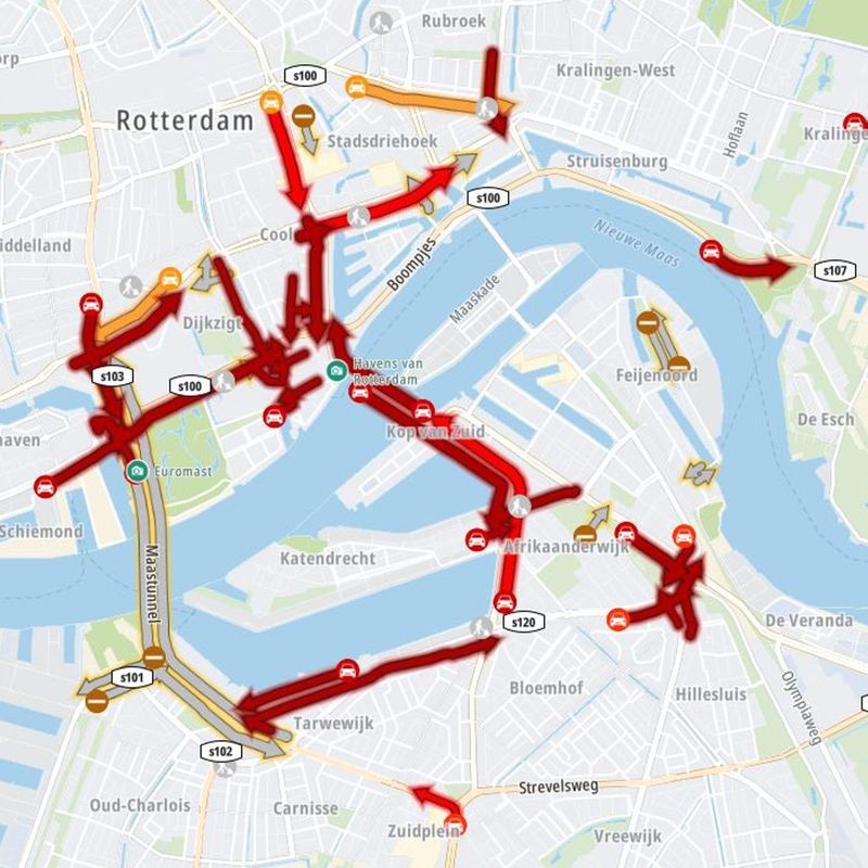 Verkeersellende in centrum Rotterdam: Maastunnel dicht tot in de avond - Rijnmond