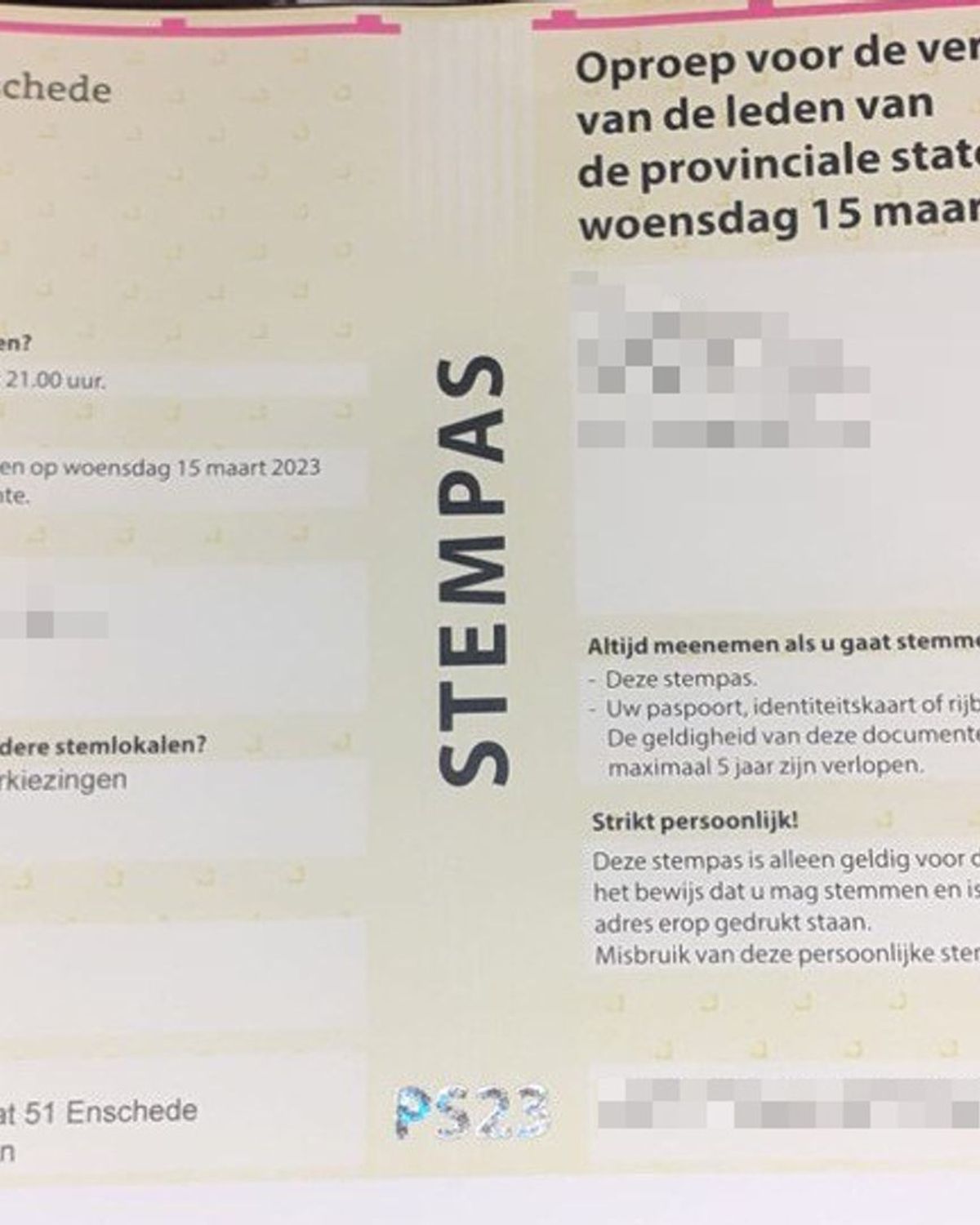 Stemmer woest: oude stempas in enveloppe voor de verkiezingen in ...