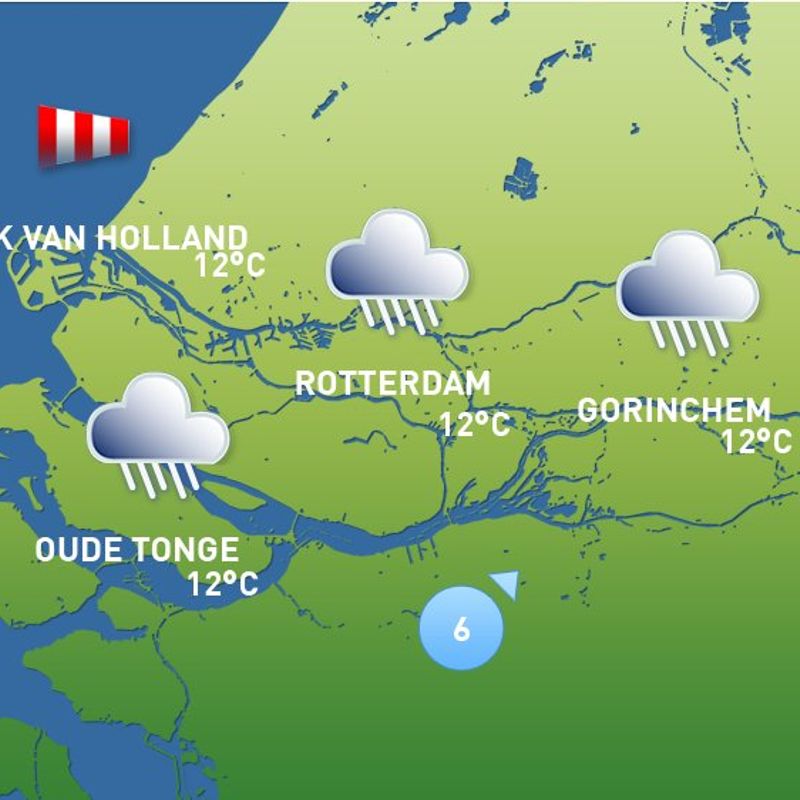 Het weer van vandaag: veel regen en (weer) zware windstoten - Rijnmond