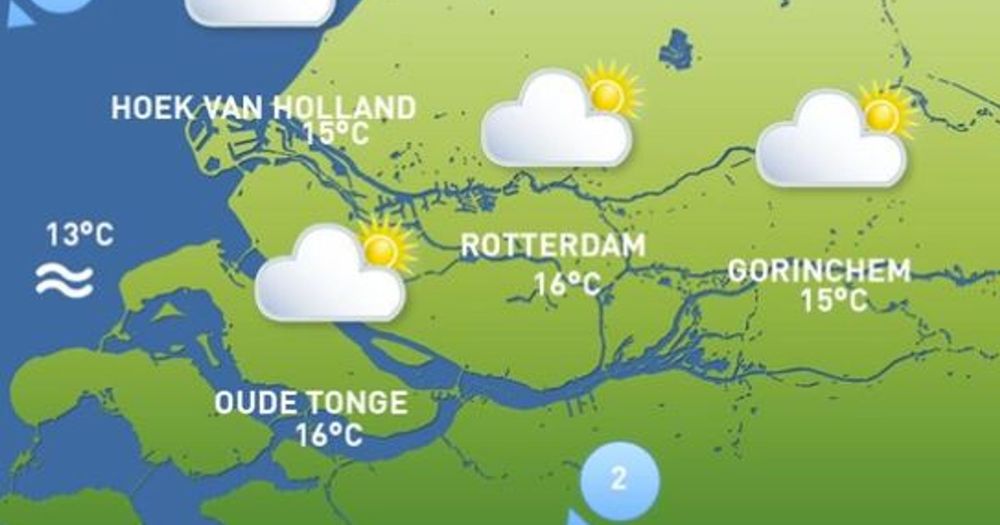 Het weer van vandaag: zonnig met af en toe bewolking, maximaal 16 ...