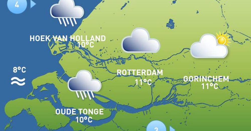 Het weer van vandaag: veel bewolking en 's middags regen - Rijnmond