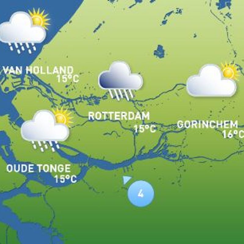 Het weer van vandaag: Vanmiddag regen, daarna een bui - Rijnmond