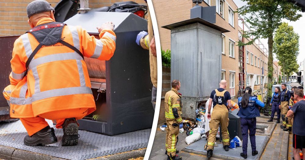 Bizar: man klimt in ondergrondse afvalcontainer, maar komt er zelf niet meer uit - Rijnmond