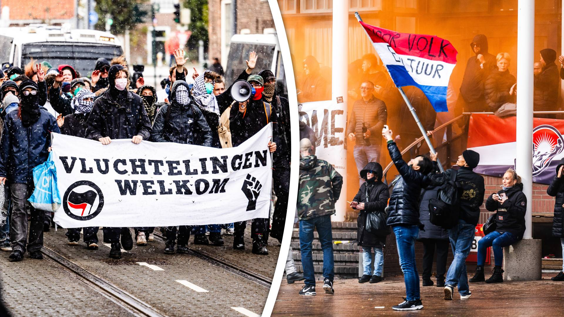 Dit is hoe de demonstraties voor én tegen het AZC in Schiedam verliepen ...