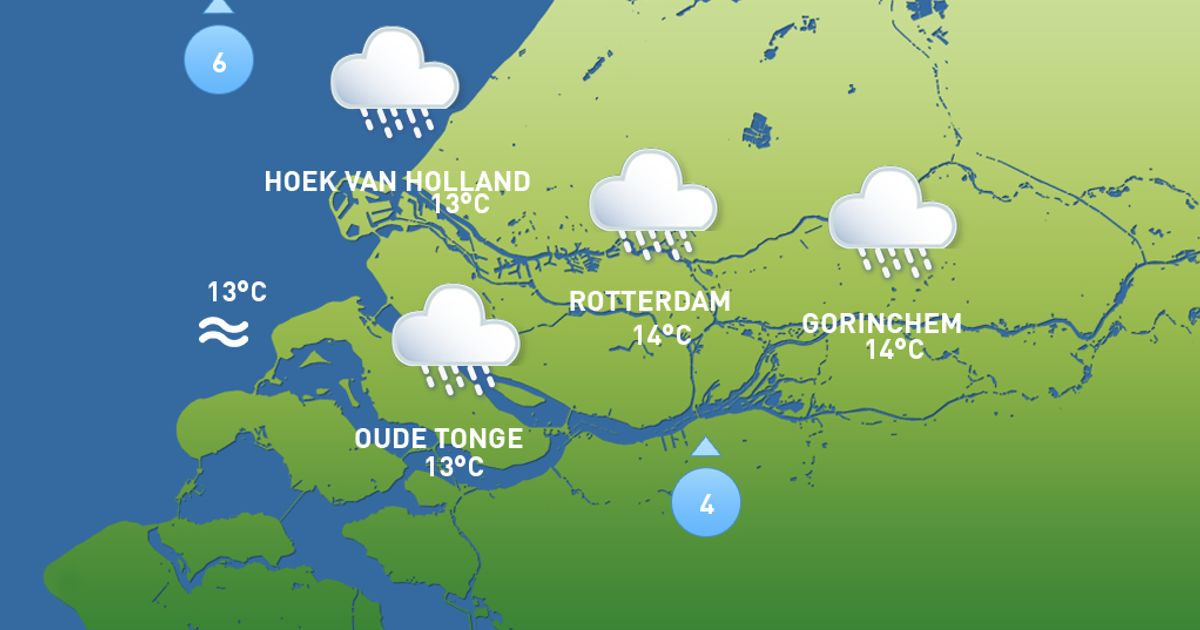 Het weer van vandaag: bewolkt en soms regen - Rijnmond