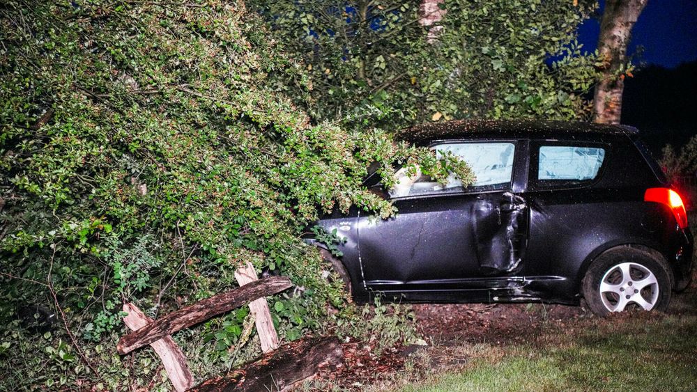 Auto botst tegen boom en eindigt in voortuin - RTV Drenthe