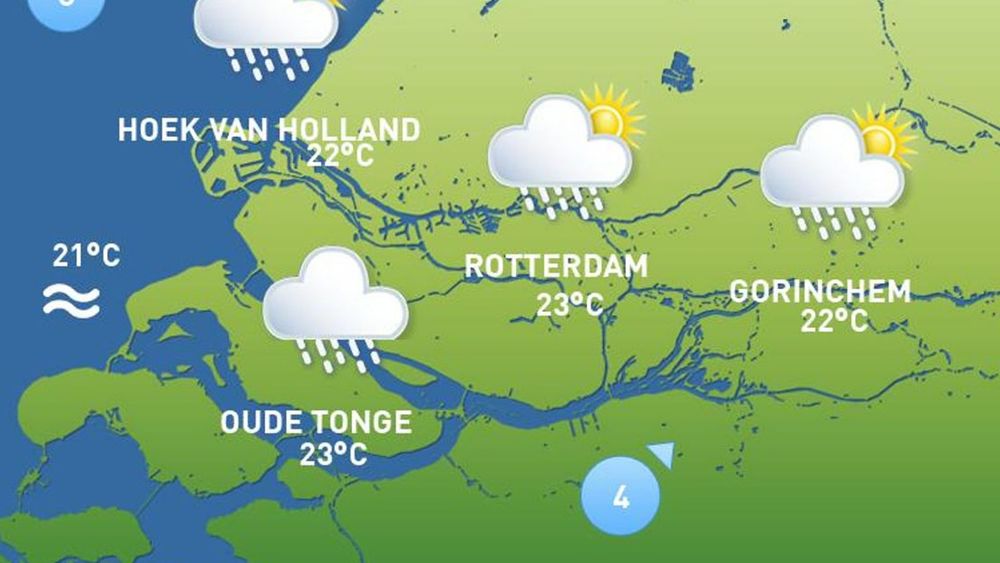 Het weer van vandaag: eerst wat regen en wind - Rijnmond