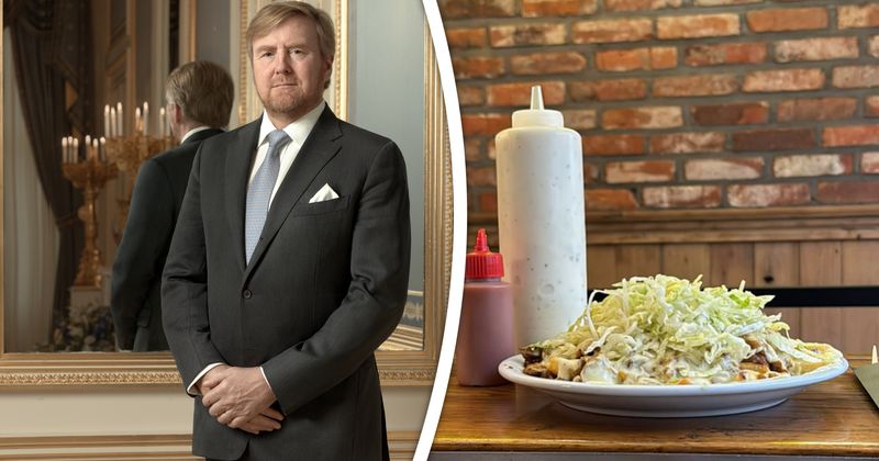 In Rotterdamse shoarmazaak kijken ze verbaasd op als koning een ...