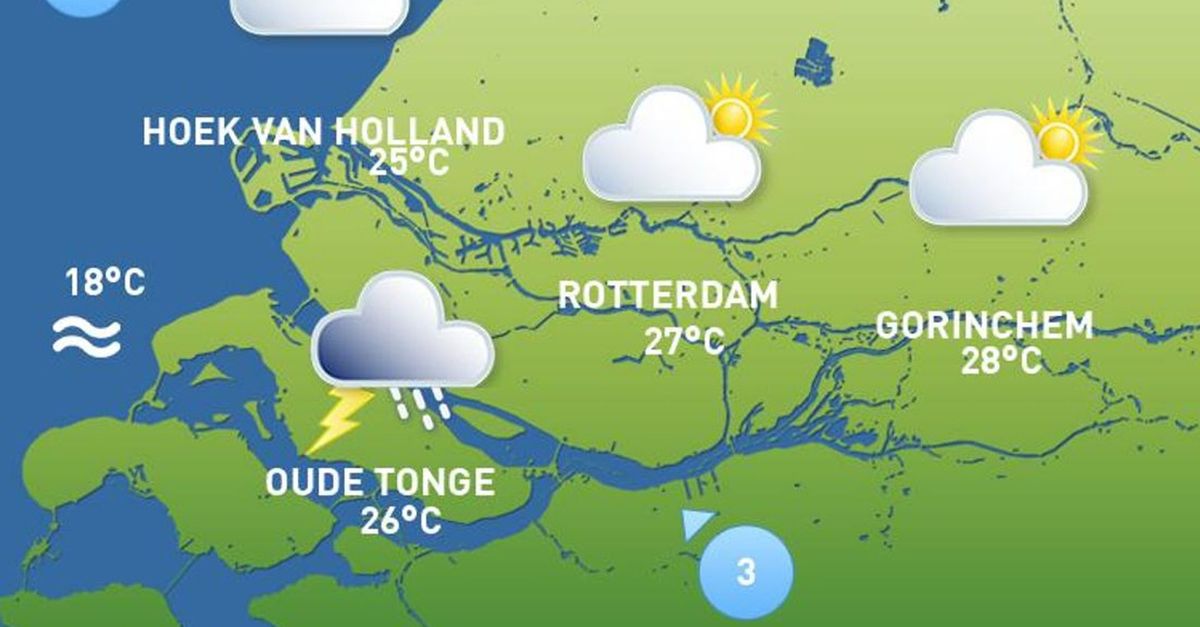 Het weer van vandaag: warm met later vandaag onweer - Rijnmond