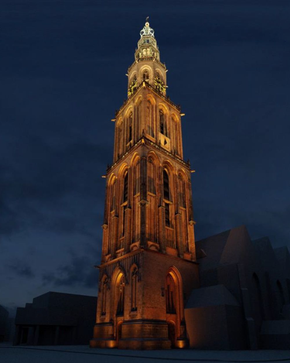 Zo gaat de nieuwe verlichting van de Martinitoren eruit zien - RTV Noord