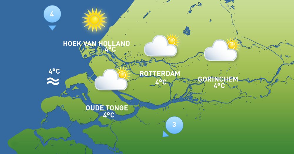 Het weer van vandaag: vanmiddag zon, morgen sneeuw - Rijnmond